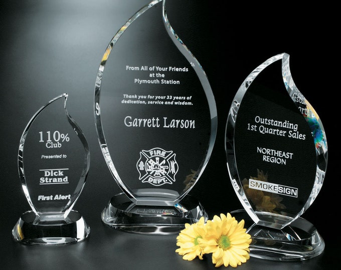 Crystal Flame Award | Custom Etched & Engraved Glass | Personalized ...