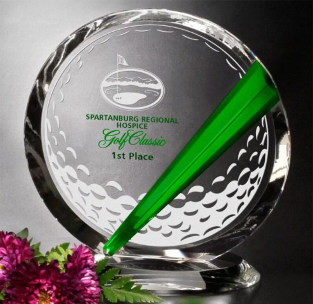 Danbury Emerald Circle Golf Award | Custom Laser Etched & Engraved Glass | Personalized ...