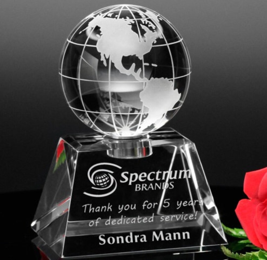 Crystal Cabot Motion Globe Award | Custom Etched & Engraved Glass ...