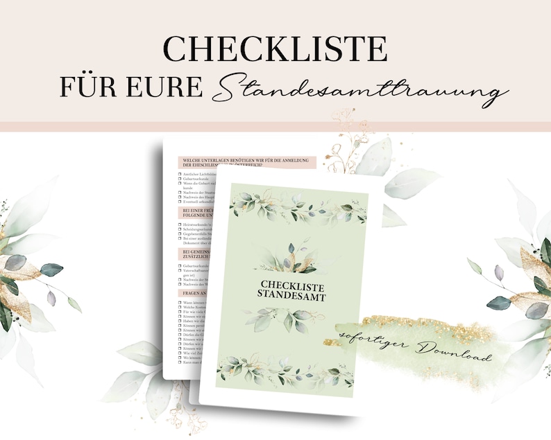 Hochzeit Checkliste I Standesamt I Checklistensammlung I Digitaler ...