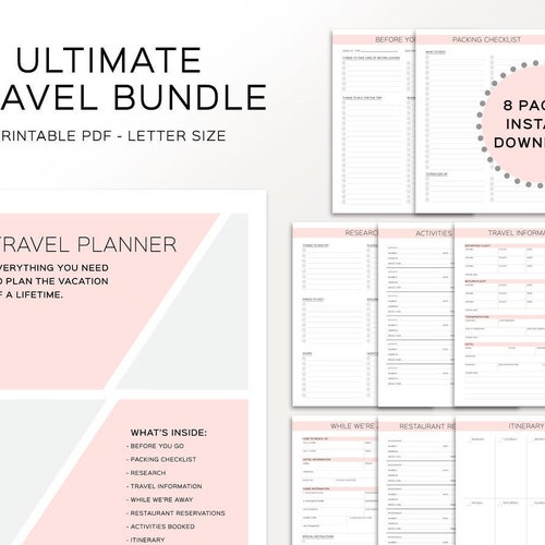 Editable Travel Planner Template Trip Itinerary Planner - Etsy