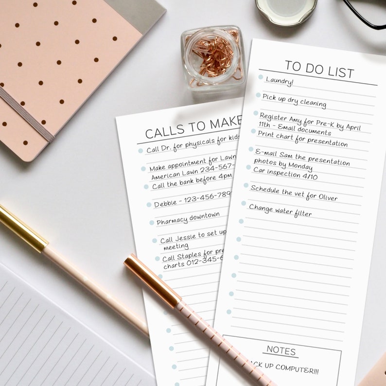 To Do List Notepad & Call List Printable. Daily to Do List Stationery ...