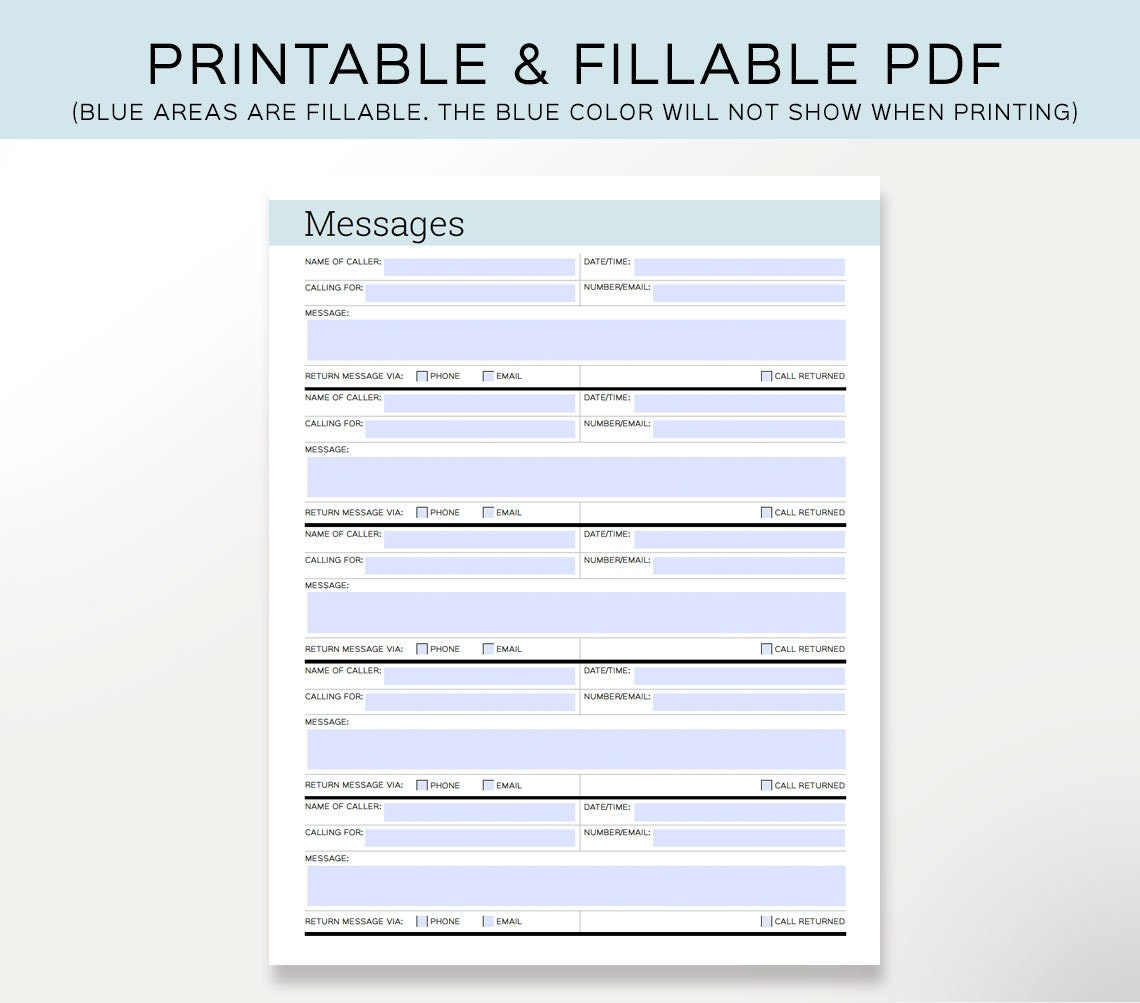Daily Call Log to Jot Down Phone Messages. Organize Your Phone Calls ...