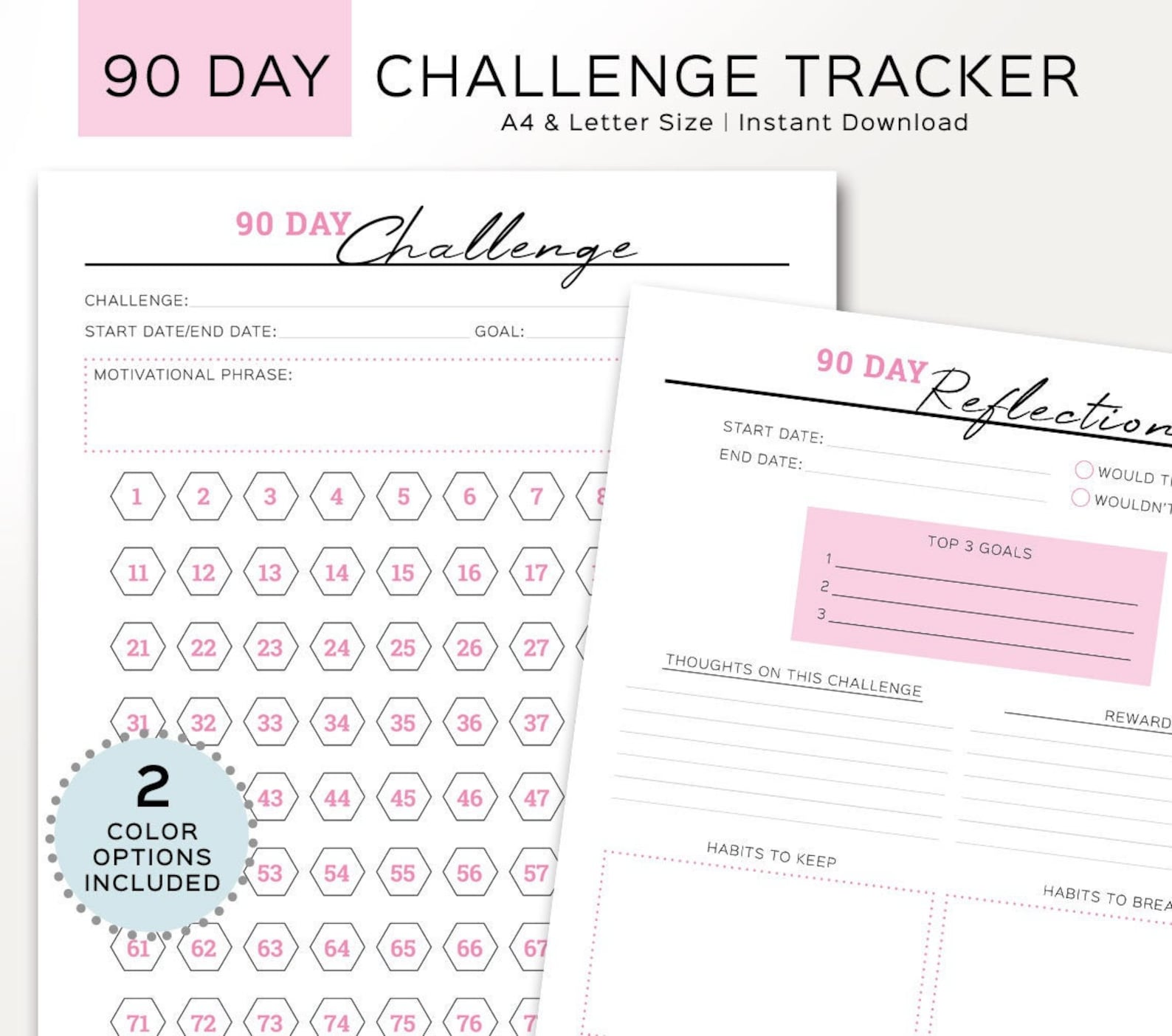 Printable 90 Day Workout Chart, Fitness, Workout Routine, Strength ...