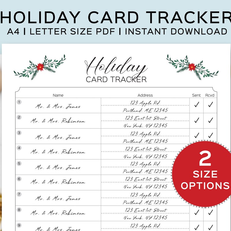 Christmas Card Address List Printable - Etsy