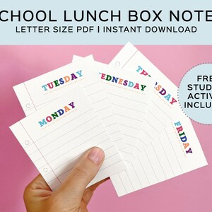 Blank Lunch Notes, School Lunch Notes for Kids, Printable Lunch Notes ...