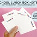Blank Lunch Notes, School Lunch Notes for Kids, Printable Lunch Notes ...