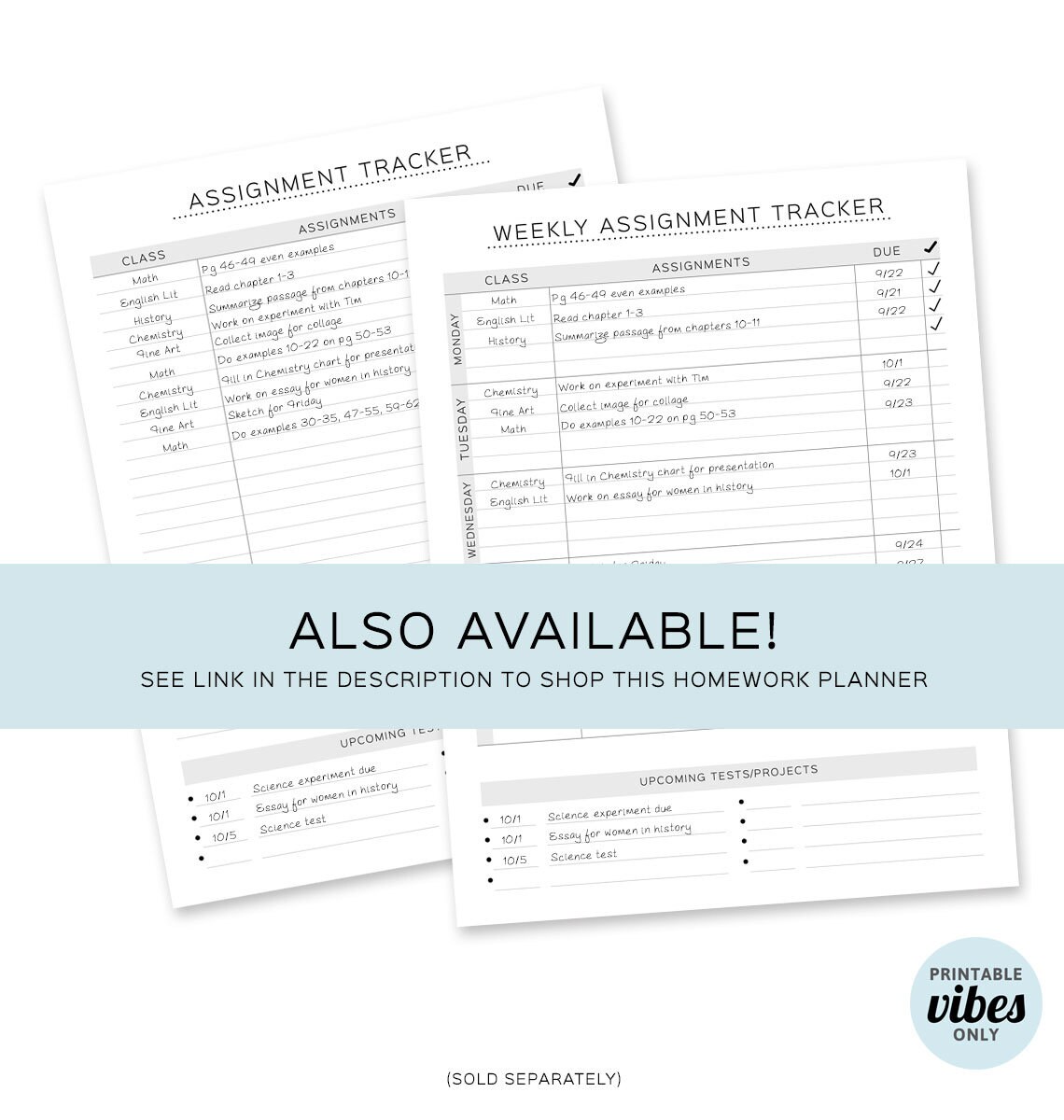 Printable Kids Homework Assignment Kids Schedule Homework - Etsy