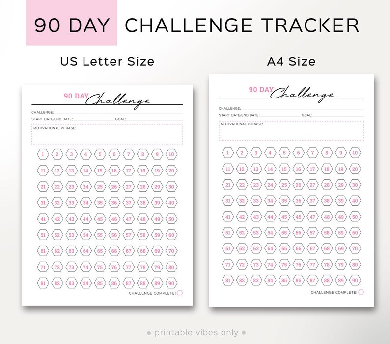 Printable 90 Day Workout Chart, Fitness Tracker, Motivational Habit ...