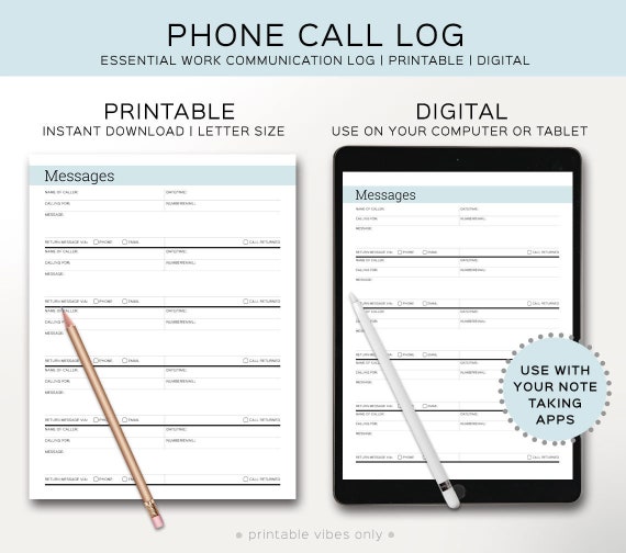 Daily Call Log to Jot Down Phone Messages. Organize Your Phone - Etsy