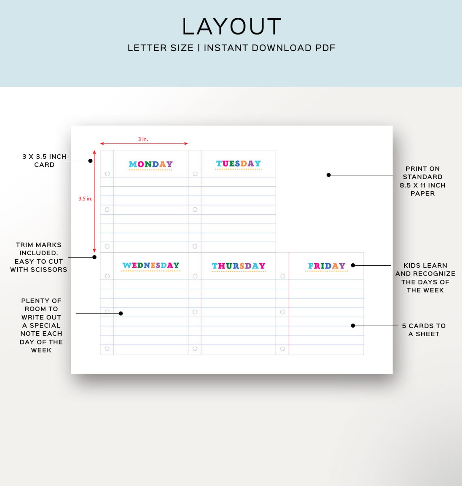 Blank Lunch Notes, School Lunch Notes for Kids, Printable Lunch Notes ...