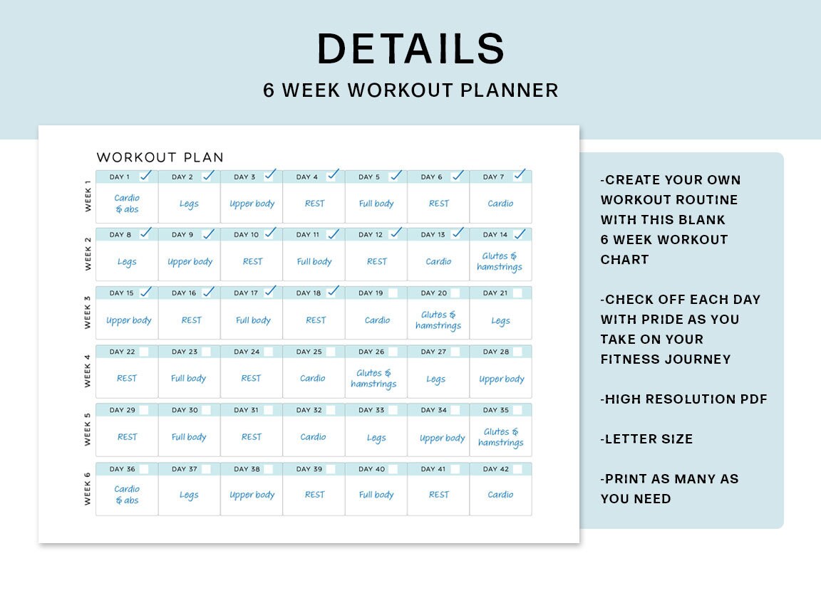 Printable Workout Planner, Gym Planner With Workout Log, Meal Planner ...