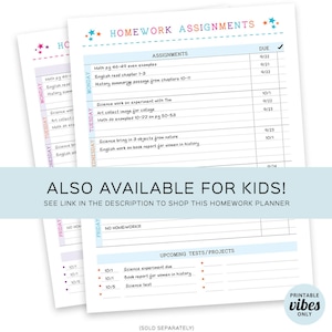 Printable Assignment Tracker Weekly Homework Planner Back to - Etsy
