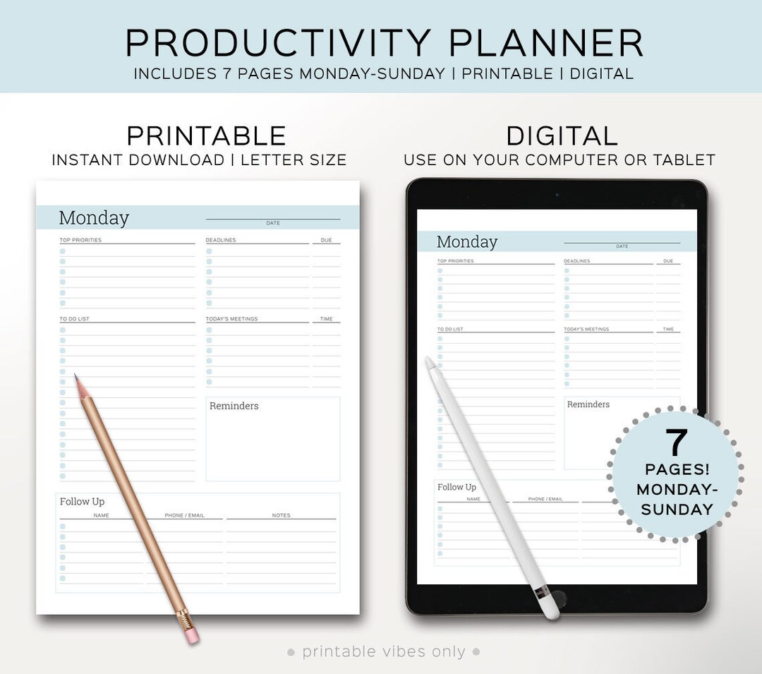 Work Planner. Daily Work Planner. Work From Home Planner. - Etsy