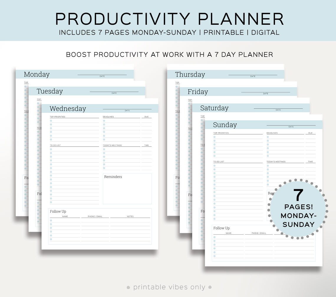 Work Planner. Daily Work Planner. Work From Home Planner. - Etsy