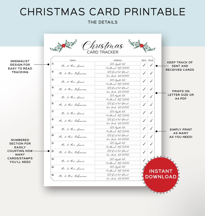 Christmas Card List, Gift Ideas, Gifts Budget Tracker, Christmas Gift ...