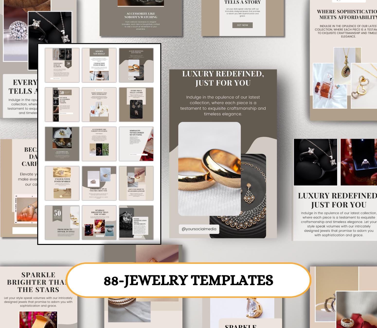 Jewelry Social Media Template - Jewelry Instagram Template - Editable ...