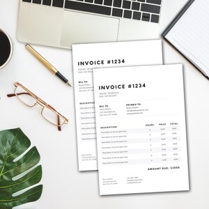Simple Invoice Template - Minimalist Invoice Template - Printable ...