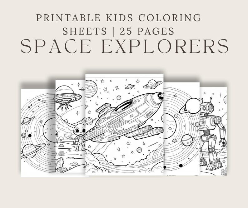 Space Explorers Coloring Pages Fun Printable Art for Kids & Adults ...