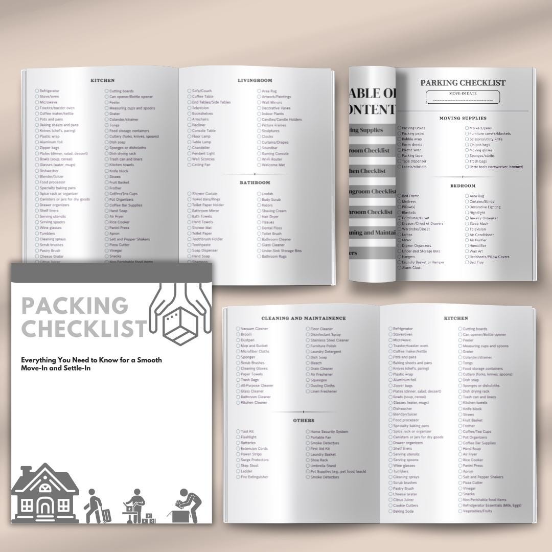Printable House Packing Checklist Organizer, Moving Checklist Printable ...