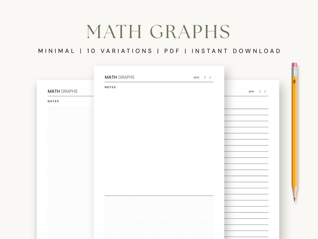 Math Graph Notes Pages Printable 10 Variations | A4 Digital Download ...