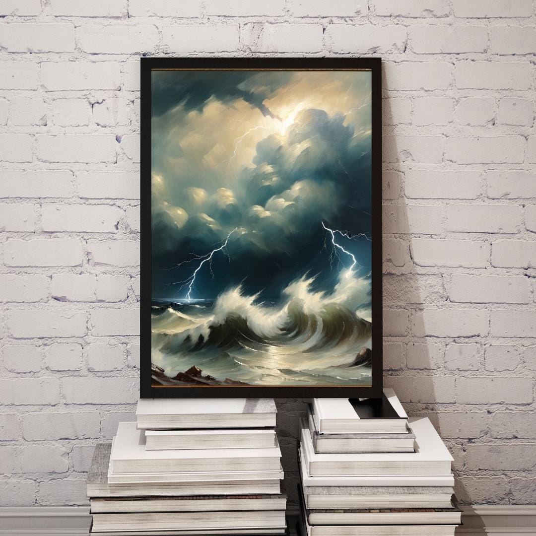 Ocean Storm Art - Ocean Wave Print - Moody Ocean Décor - Digital Ocean ...