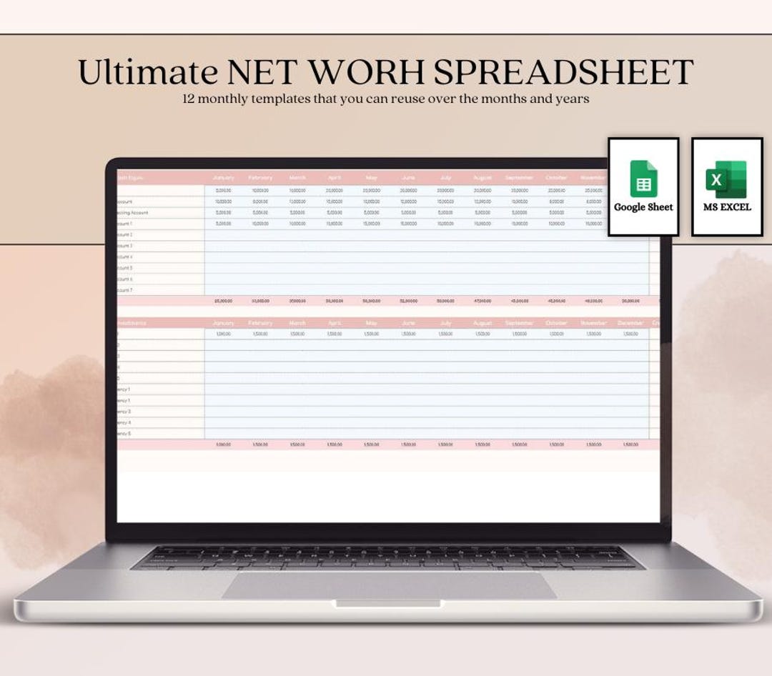 Net Worth Spreadsheet - Net Worth Tracker - Finance Spreadsheet ...