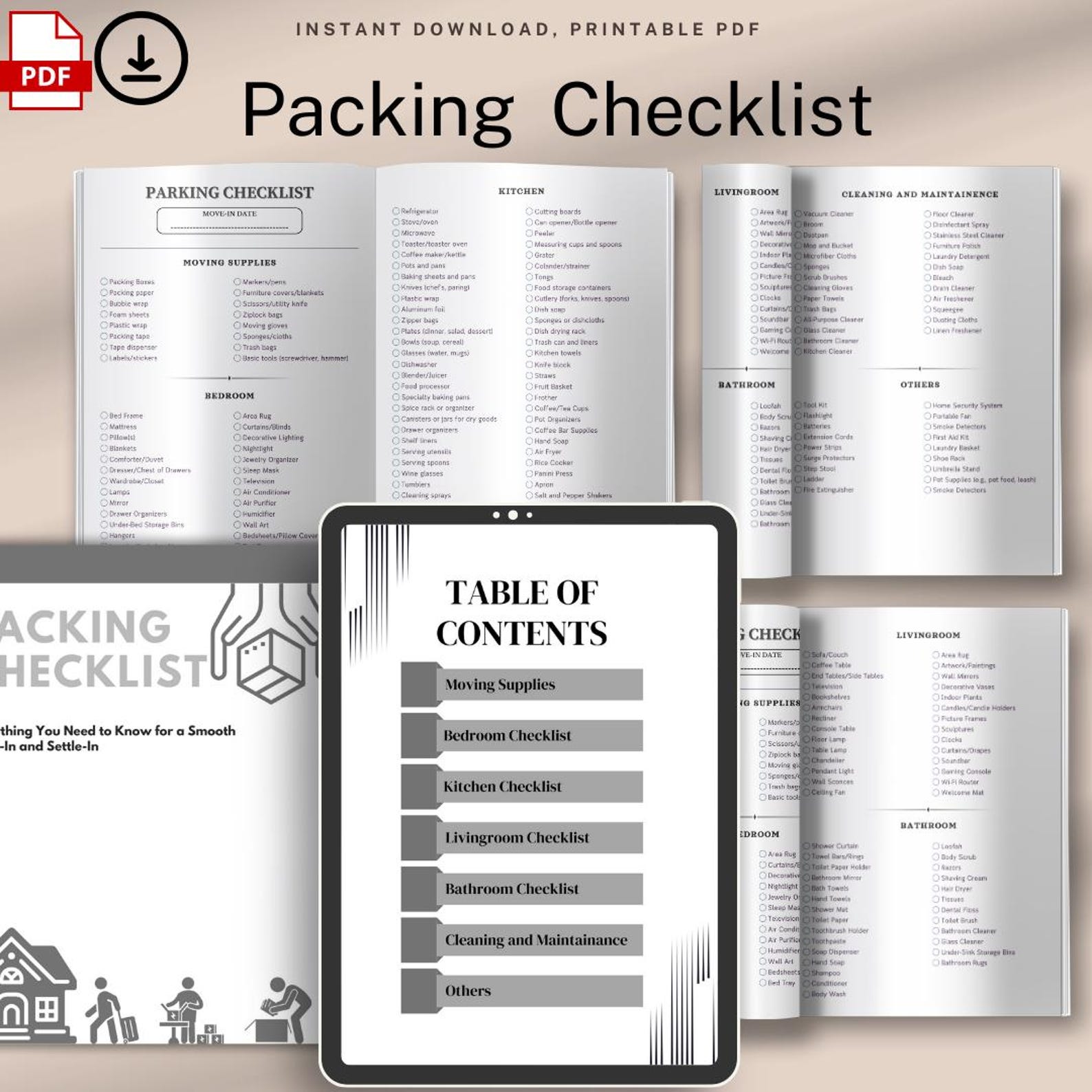 Printable House Packing Checklist Organizer, Moving Checklist Printable ...