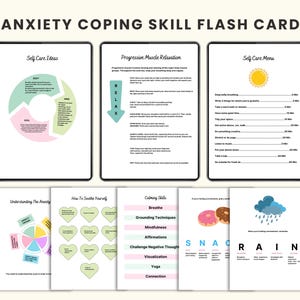 Anxiety Coping Flash Cards, Mental Health Cards, Stress Relief Tool ...