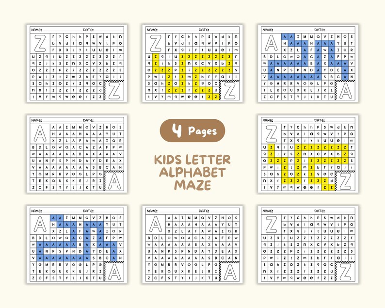 Color by Letter Alphabet Maze Activity Set, Educational Puzzle Game ...