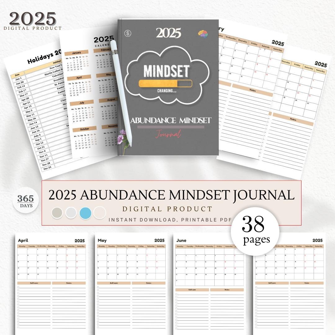 2025 ABUNDANCE MINDSET Journal, Law of Attraction Diary, Manifestation ...