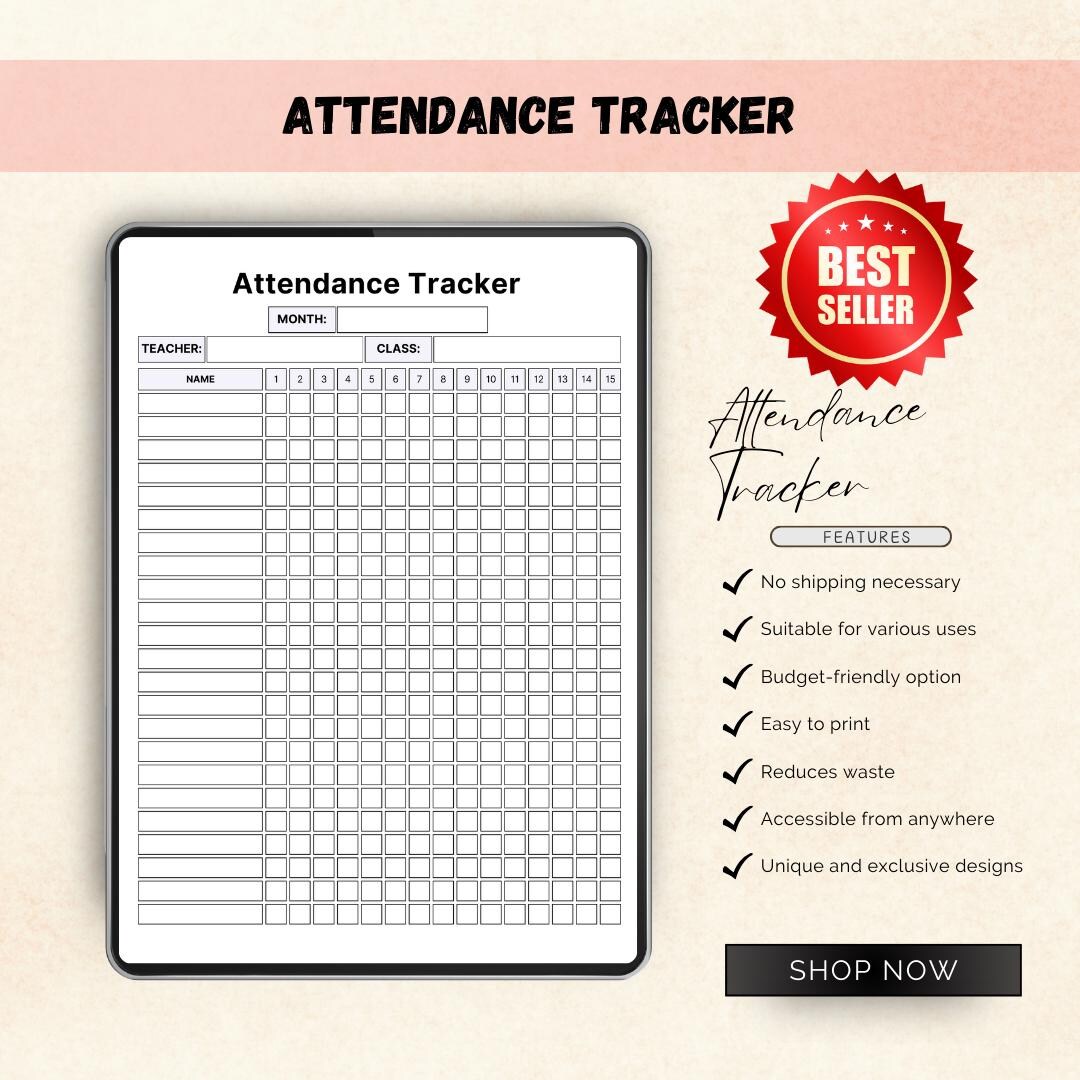 Simple Attendance Tracker Log Book, Student Attendance Sheet, Employee ...