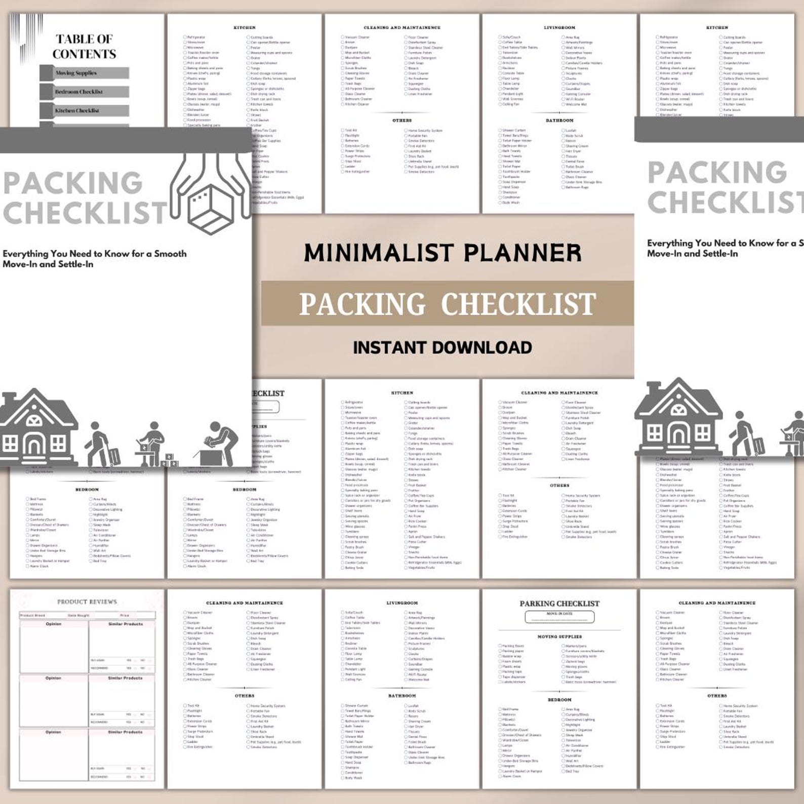 Packing Checklist Planner - Moving Organizer, Printable Packing List ...