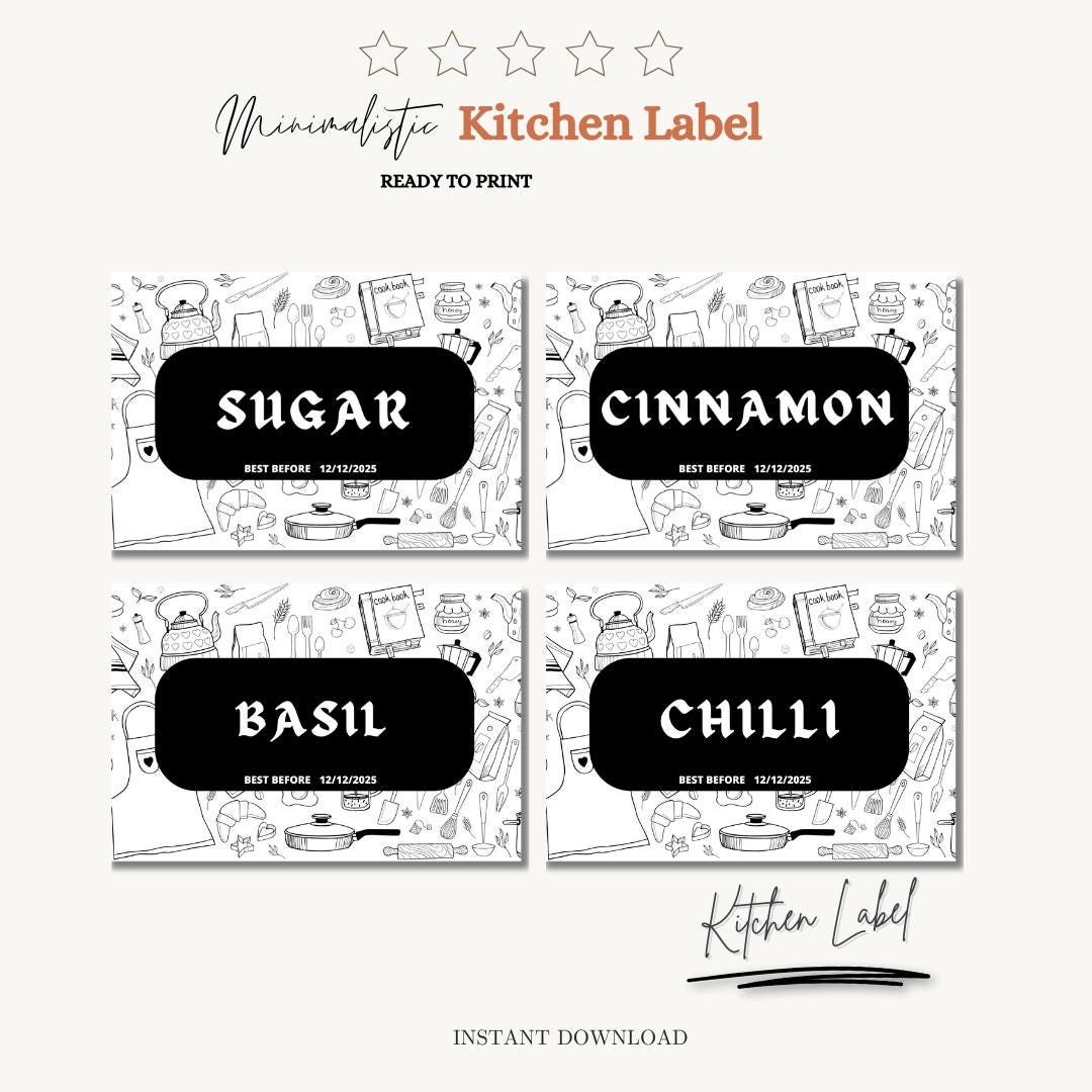 Modern Kitchen Labels, Custom Kitchen Labels, Kitchen Organization ...