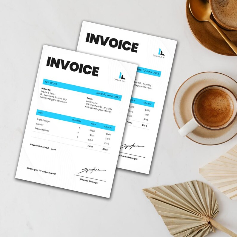 Printable Invoice Template - Corporate Invoice Template - Minimalist ...
