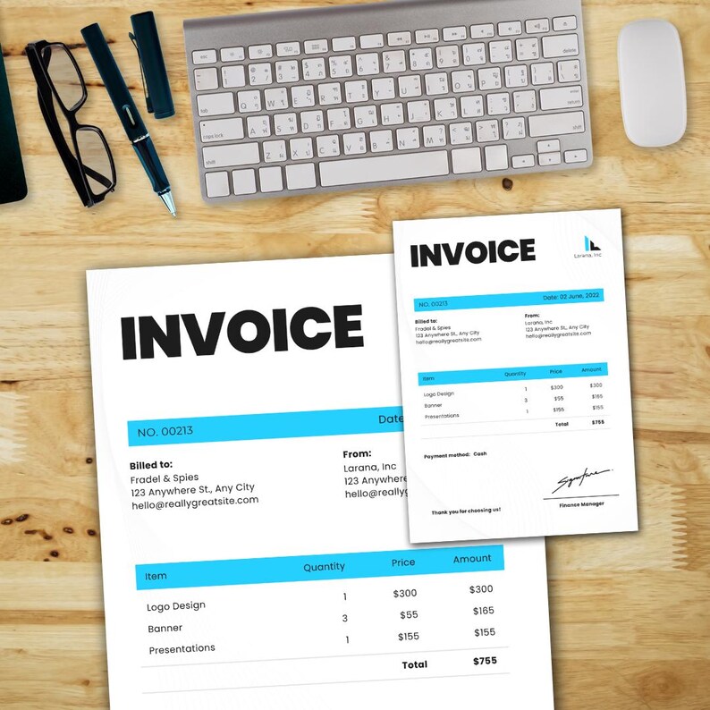 Printable Invoice Template - Corporate Invoice Template - Minimalist ...
