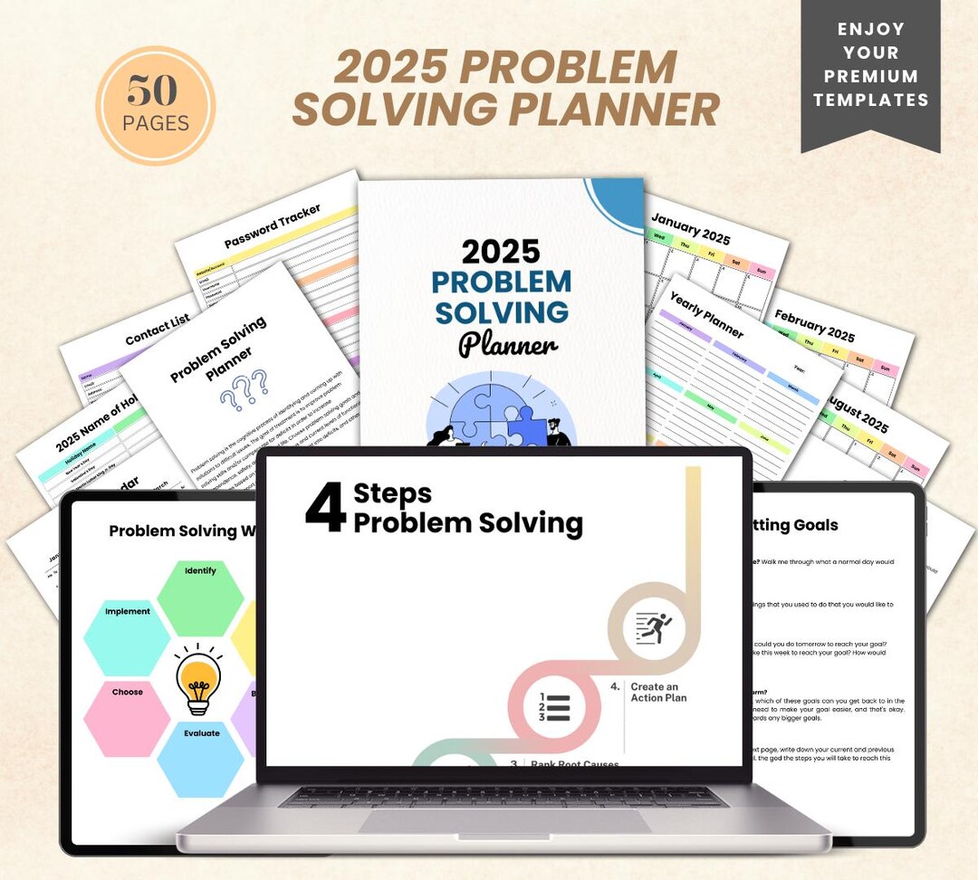 2025 Problem Solving Planner, Productivity Organizer, Yearly Goal ...