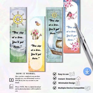 Printable Motivational Bookmark, Instant Download, Inspirational Quote ...