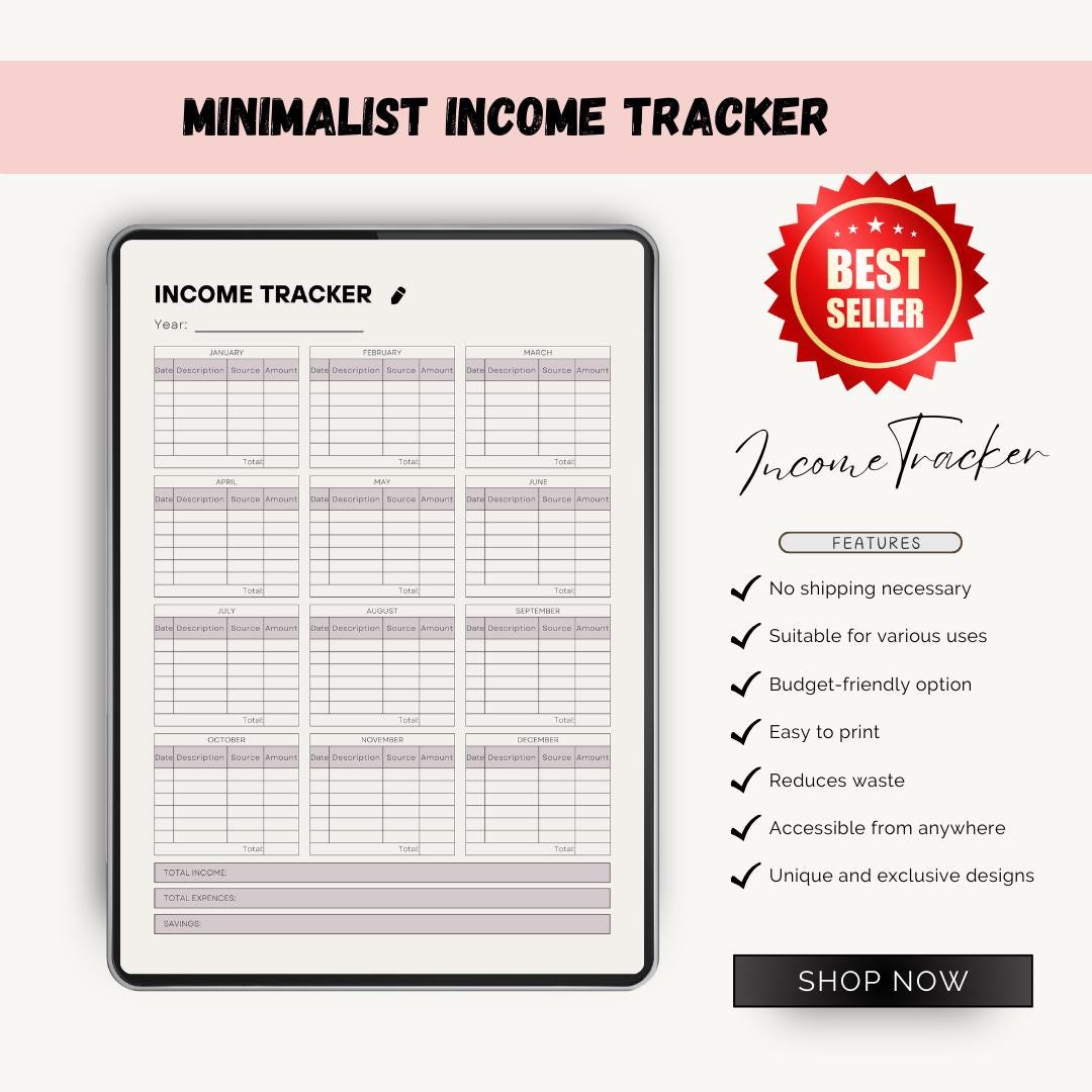 Income Tracker - Financial Planner - Expense Tracker - Savings Tracker ...