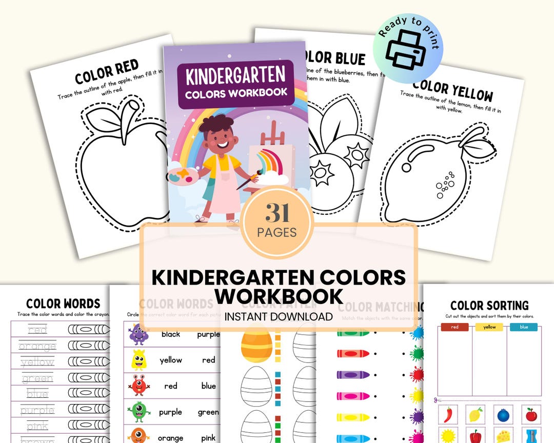 Kindergarten Colors Workbook - Kids Learning Activity Book, Preschool ...