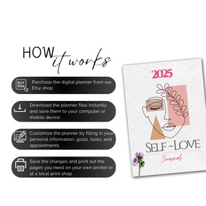 2025 Self Love Journal, Self Care Diary, Personal Growth Planner, Daily ...