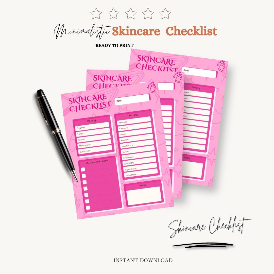 Skin-care Checklist -selfcare Routine -skincare Planner -printable ...
