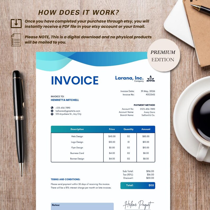 Invoice Template - Business Invoice Template - Billing Template ...