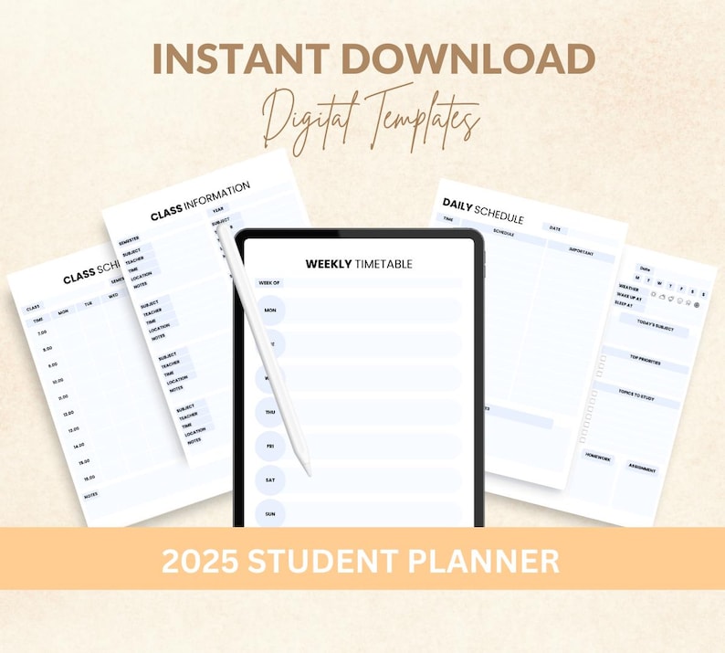 2025 Student Planner, Academic Year Agenda, Daily Weekly Monthly ...