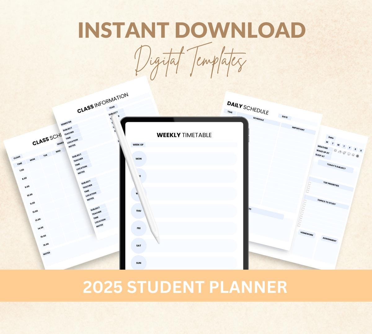 2025 Student Planner, Academic Year Agenda, Daily Weekly Monthly ...