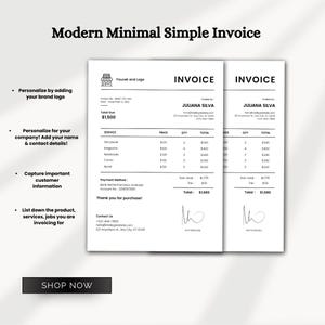 Simple Invoice Template - Minimalist Invoice Template - Printable ...