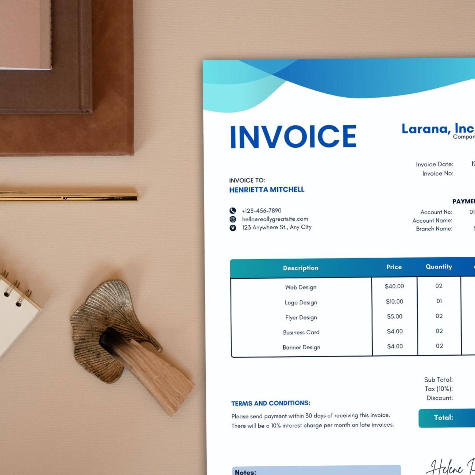 Invoice Template - Business Invoice Template - Billing Template ...