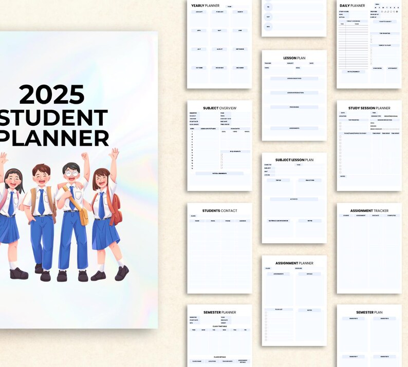 2025 Student Planner, Academic Year Agenda, Daily Weekly Monthly ...