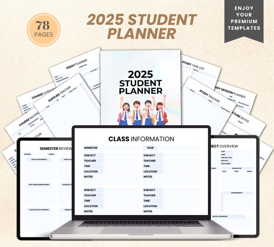 2025 Student Planner, Academic Year Agenda, Daily Weekly Monthly ...