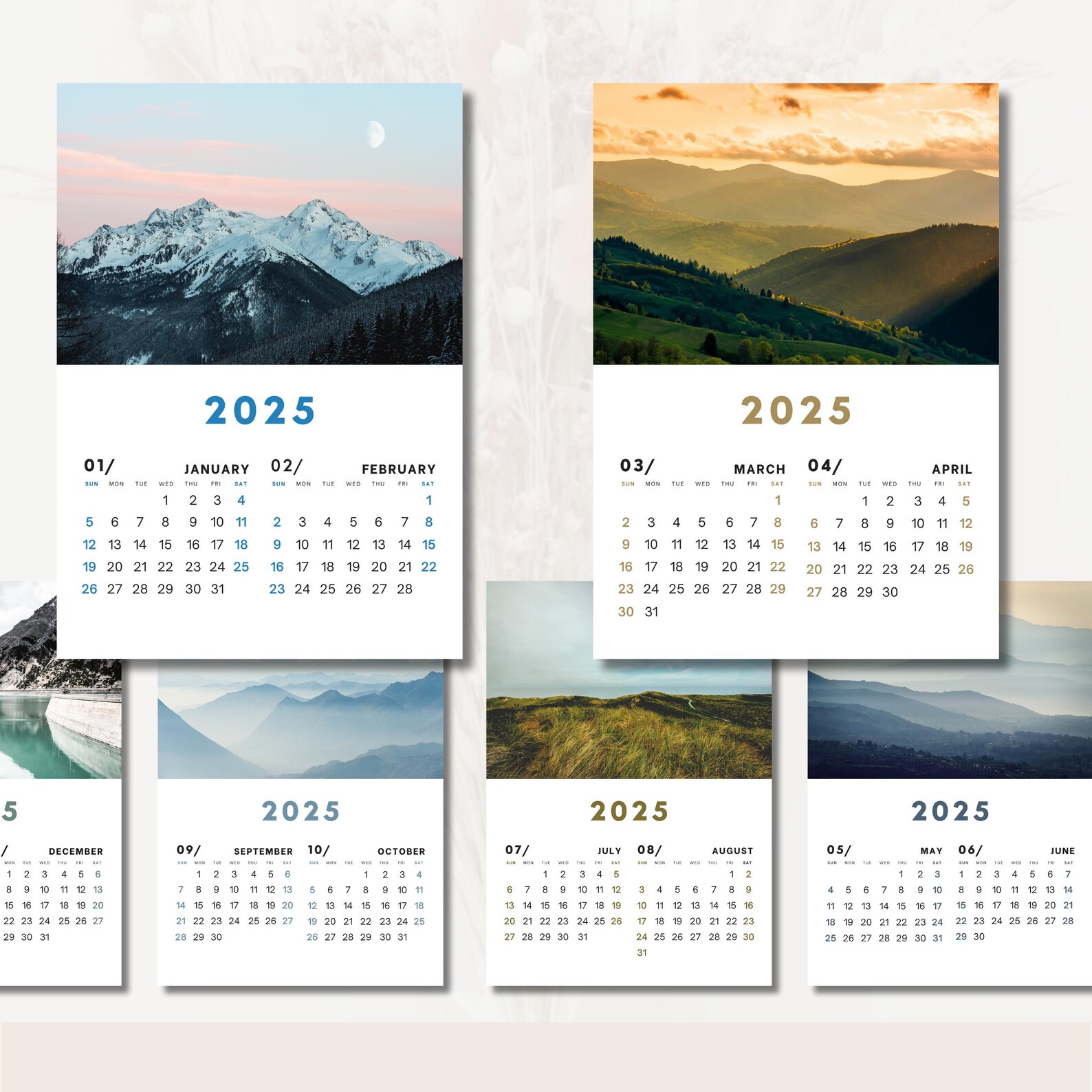 2025 Nature Calendar, Wall Hanging Calendar, Botanical Planner, Floral ...